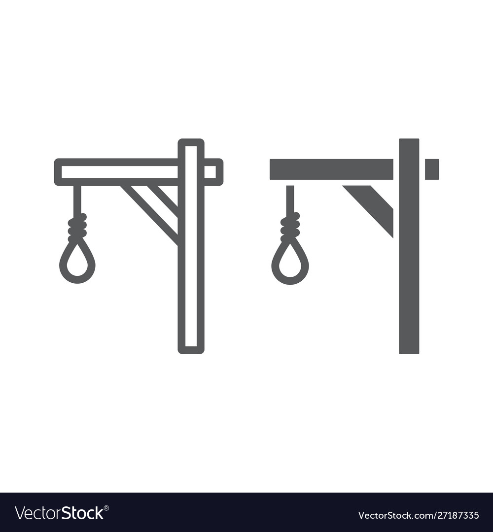 Gallows line and glyph icon hang knot rope Vector Image