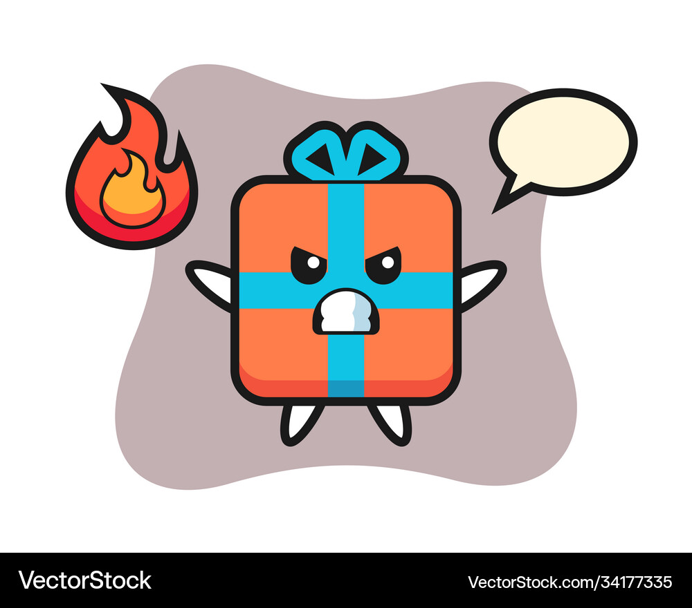 Gift box character cartoon with angry gesture Vector Image