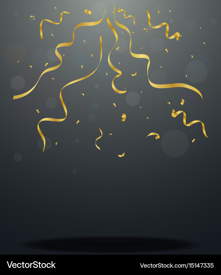 Gold confetti and streamers Royalty Free Vector Image
