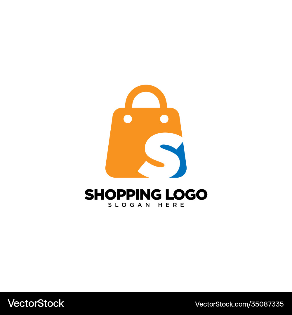Letter s on shop logo design Royalty Free Vector Image