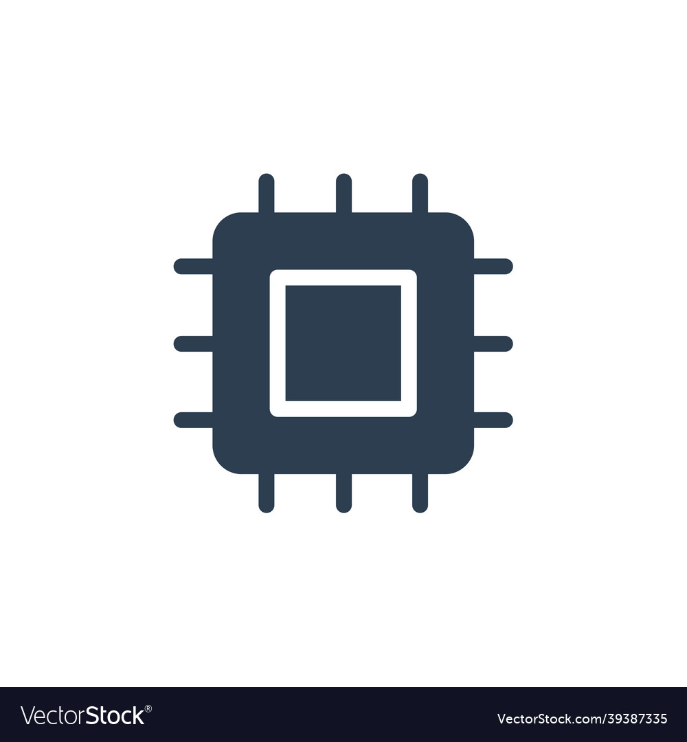 Processor motherboard chip solid flat icon Vector Image