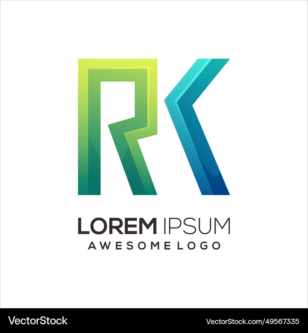 R k letter logo colorful gradient Royalty Free Vector Image