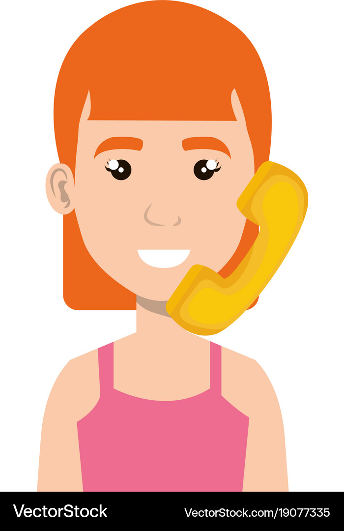 Woman with telephone calling Royalty Free Vector Image