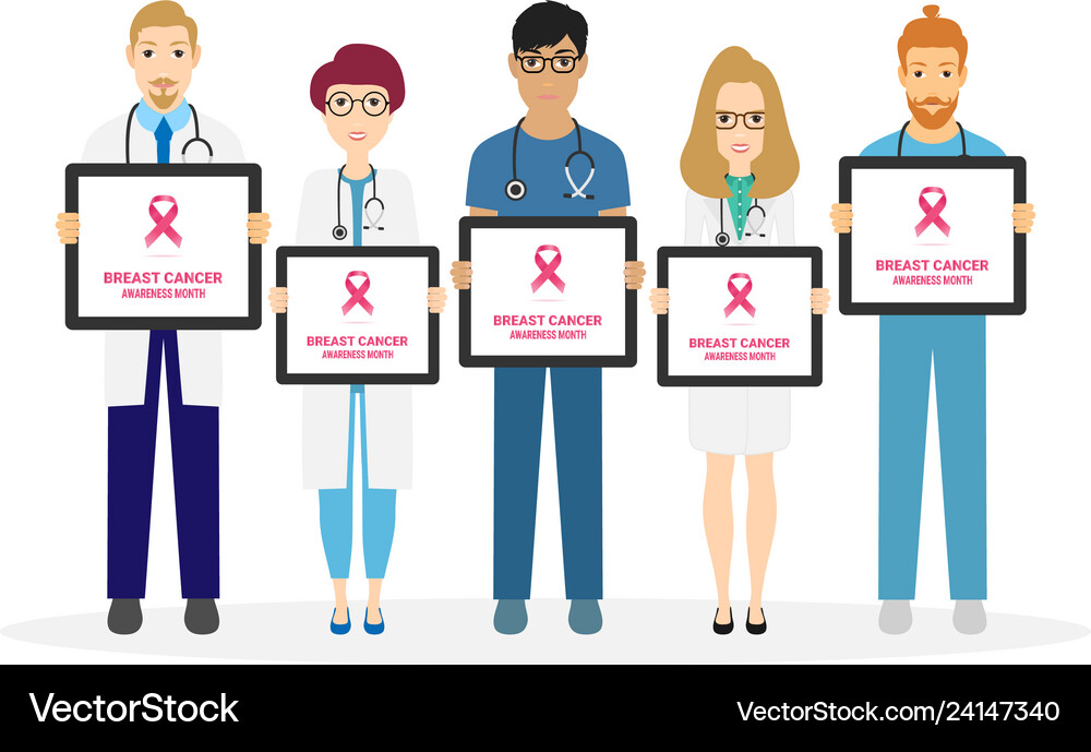 Breast cancer awareness doctors Royalty Free Vector Image