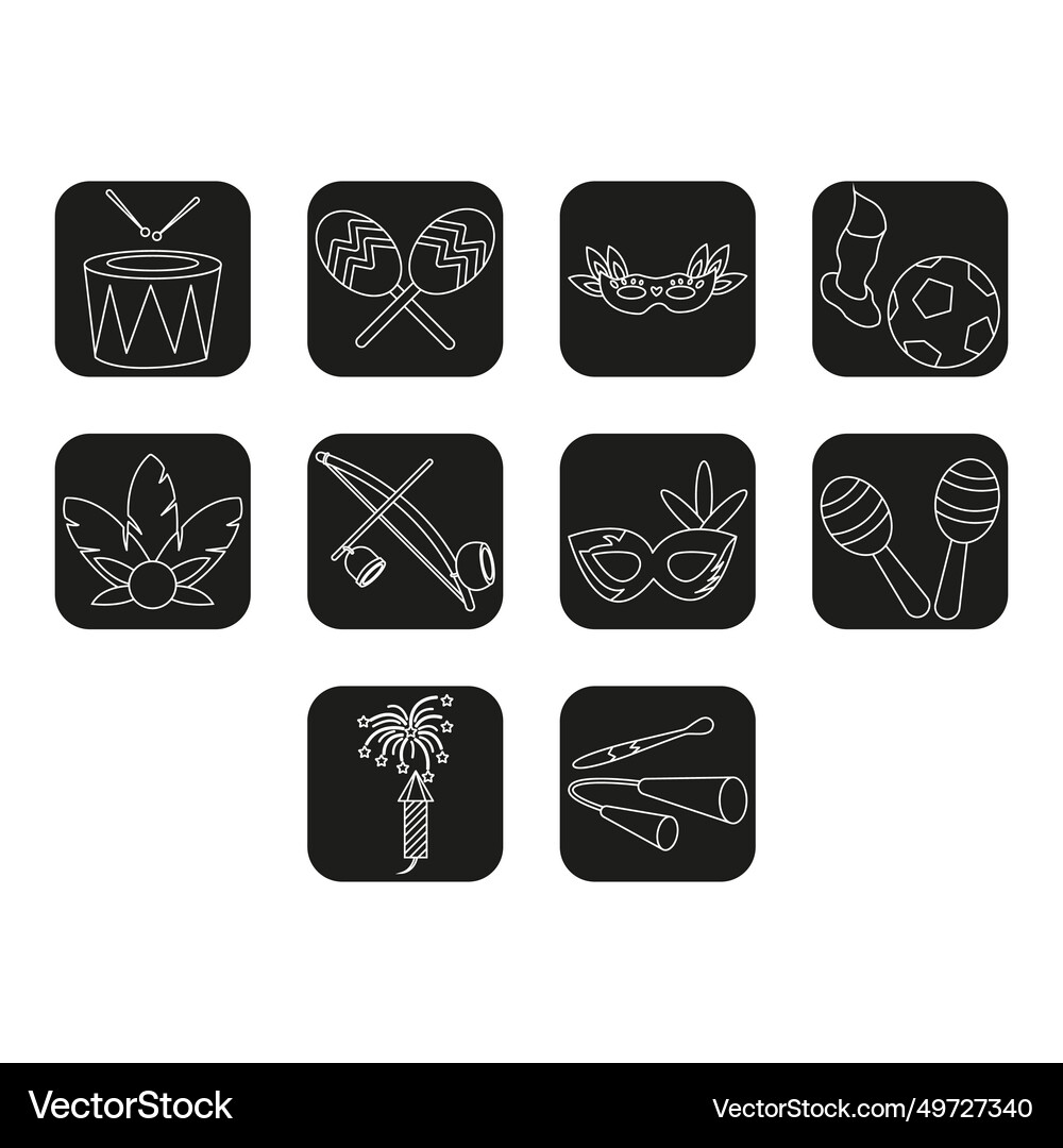 Carnival of rio icon set Royalty Free Vector Image
