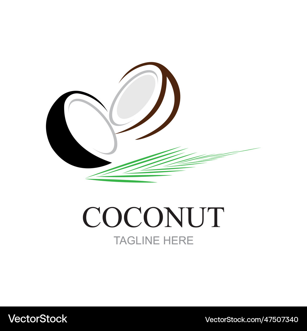 Creative modern coconut with leaves sign logo Vector Image