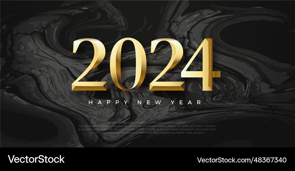 Golden number 2024 with classic sparkling Vector Image