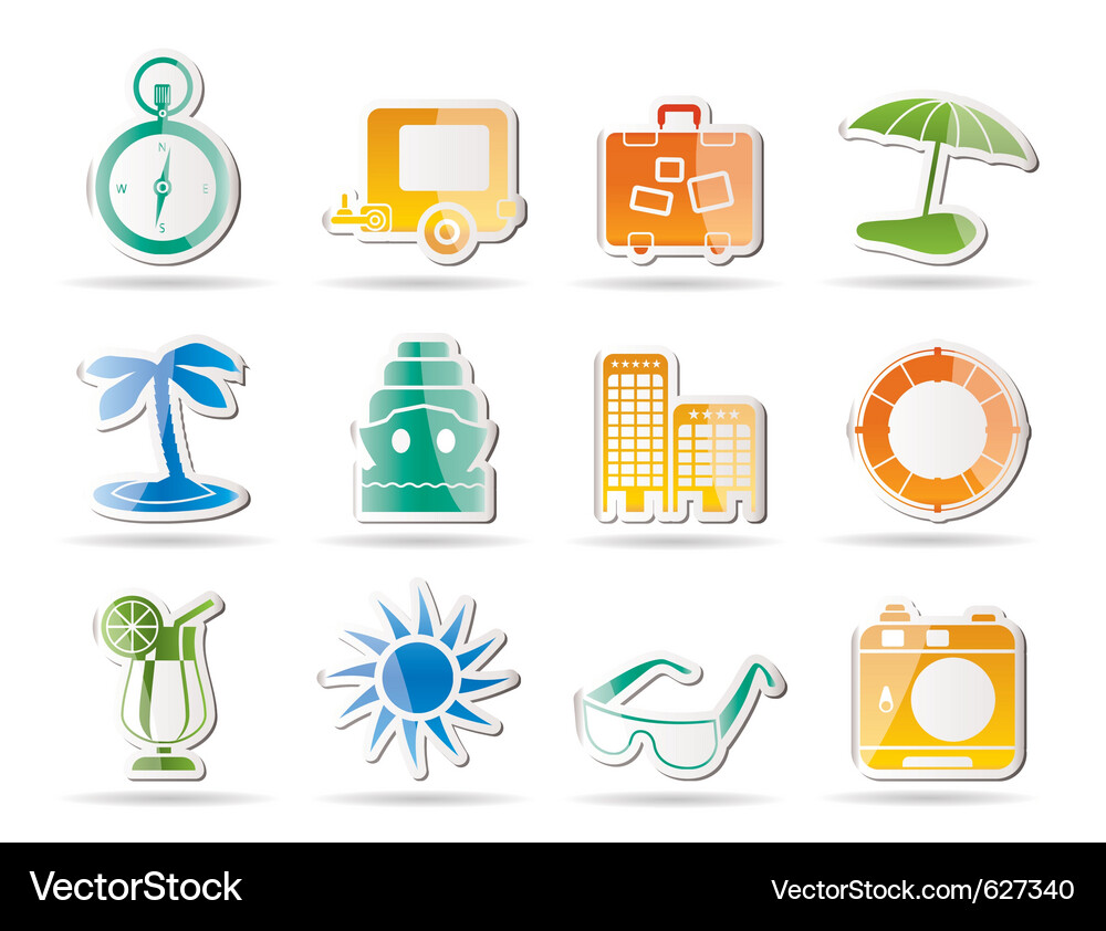 Holiday and trip icons Royalty Free Vector Image