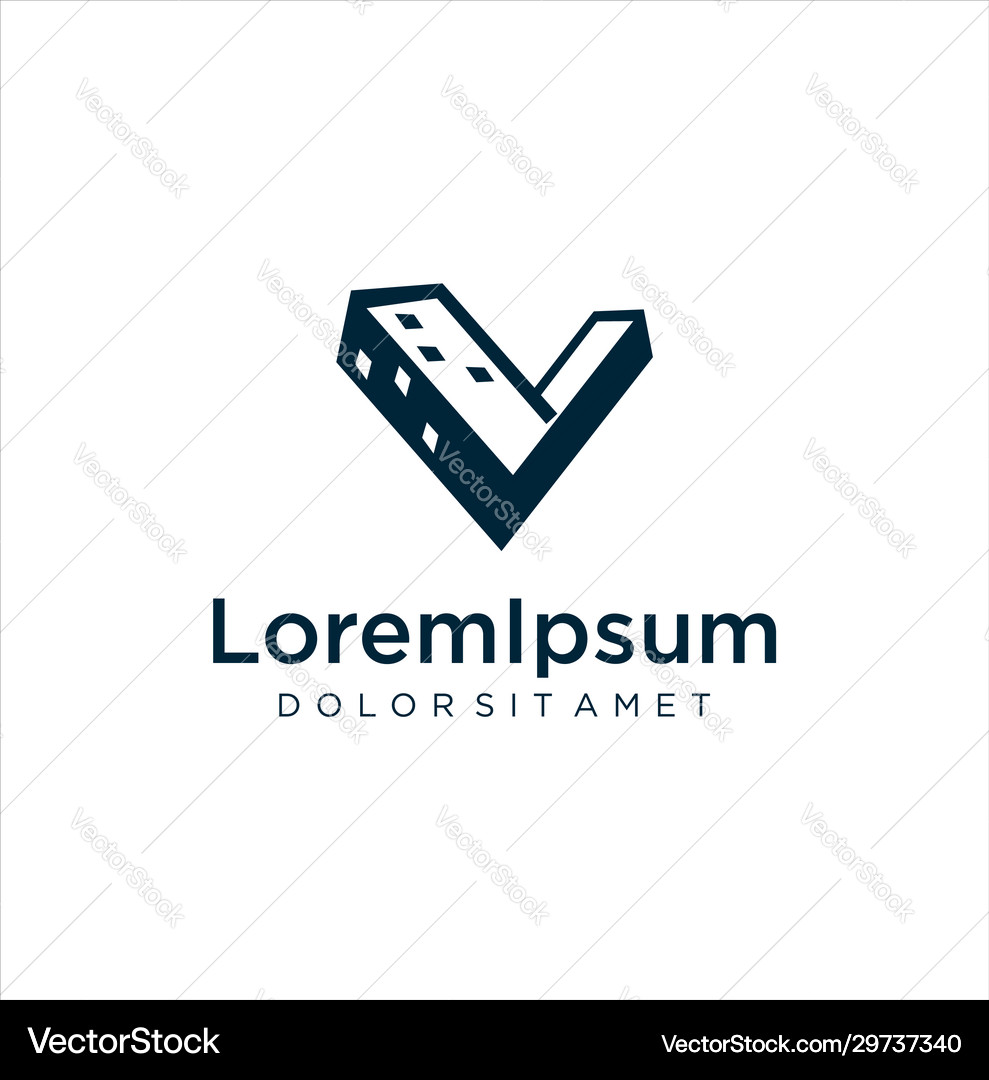 Letter v building logoinitial v real estate logo Vector Image