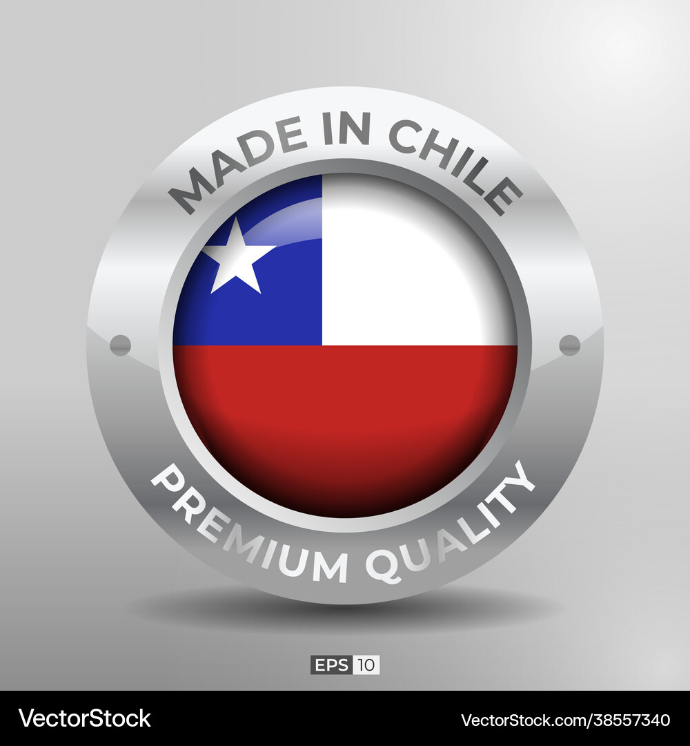 Made in chile label logo stamp round flag Vector Image