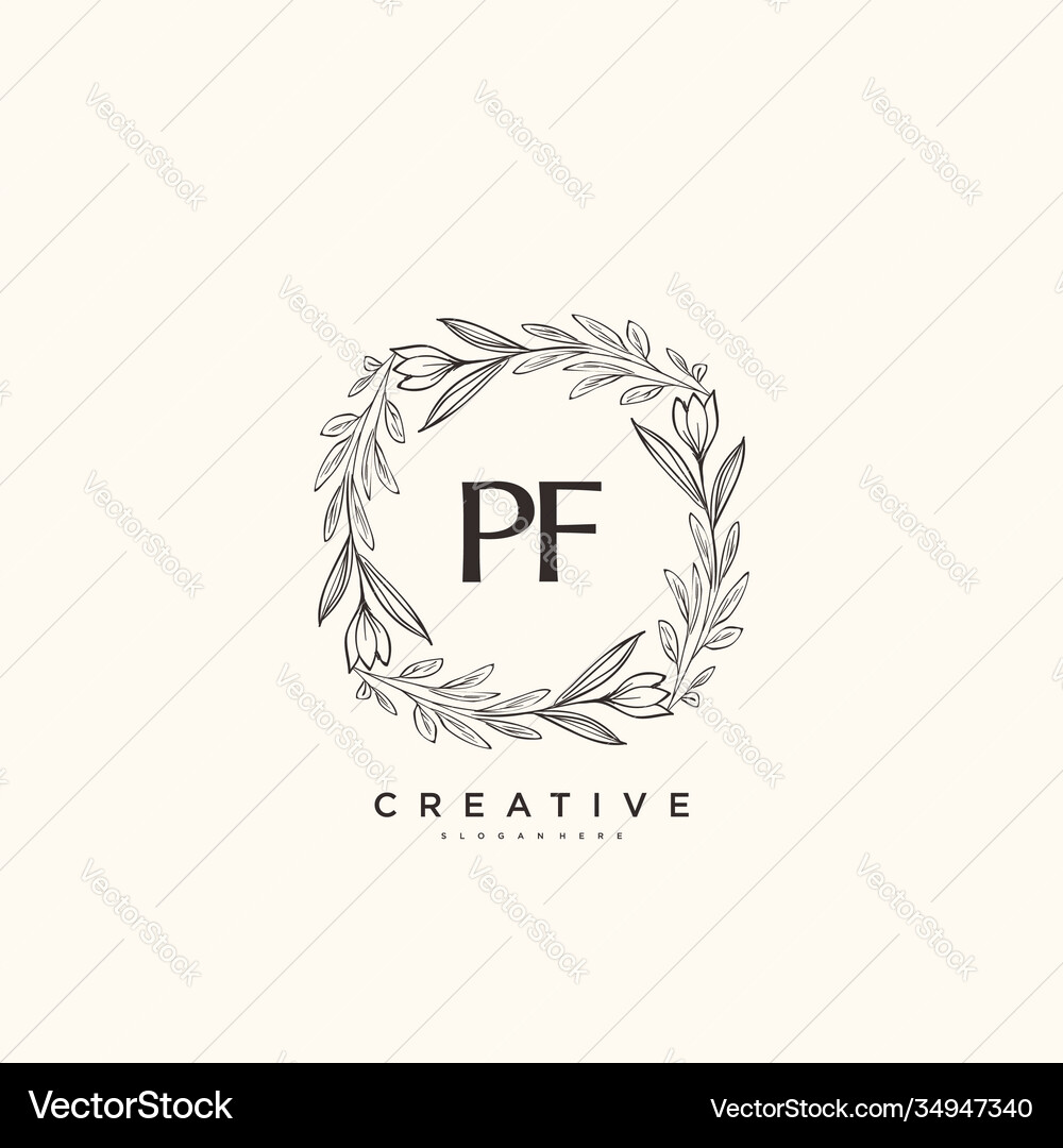 Pf beauty initial logo art handwriting logo Vector Image