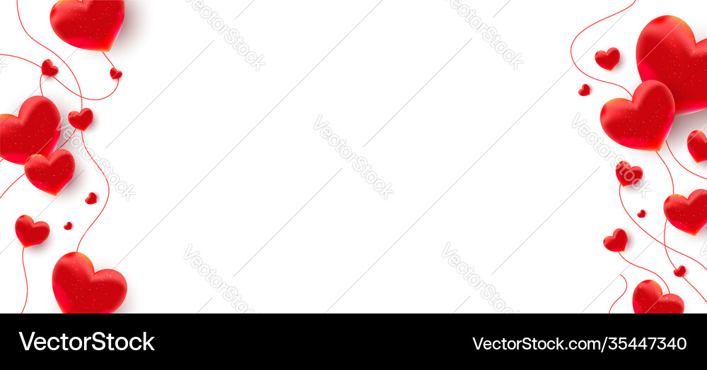 Realistic love shape decor with line over air Vector Image