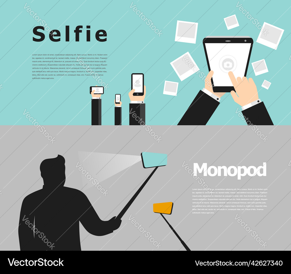 Selfie design element monopod photography Vector Image