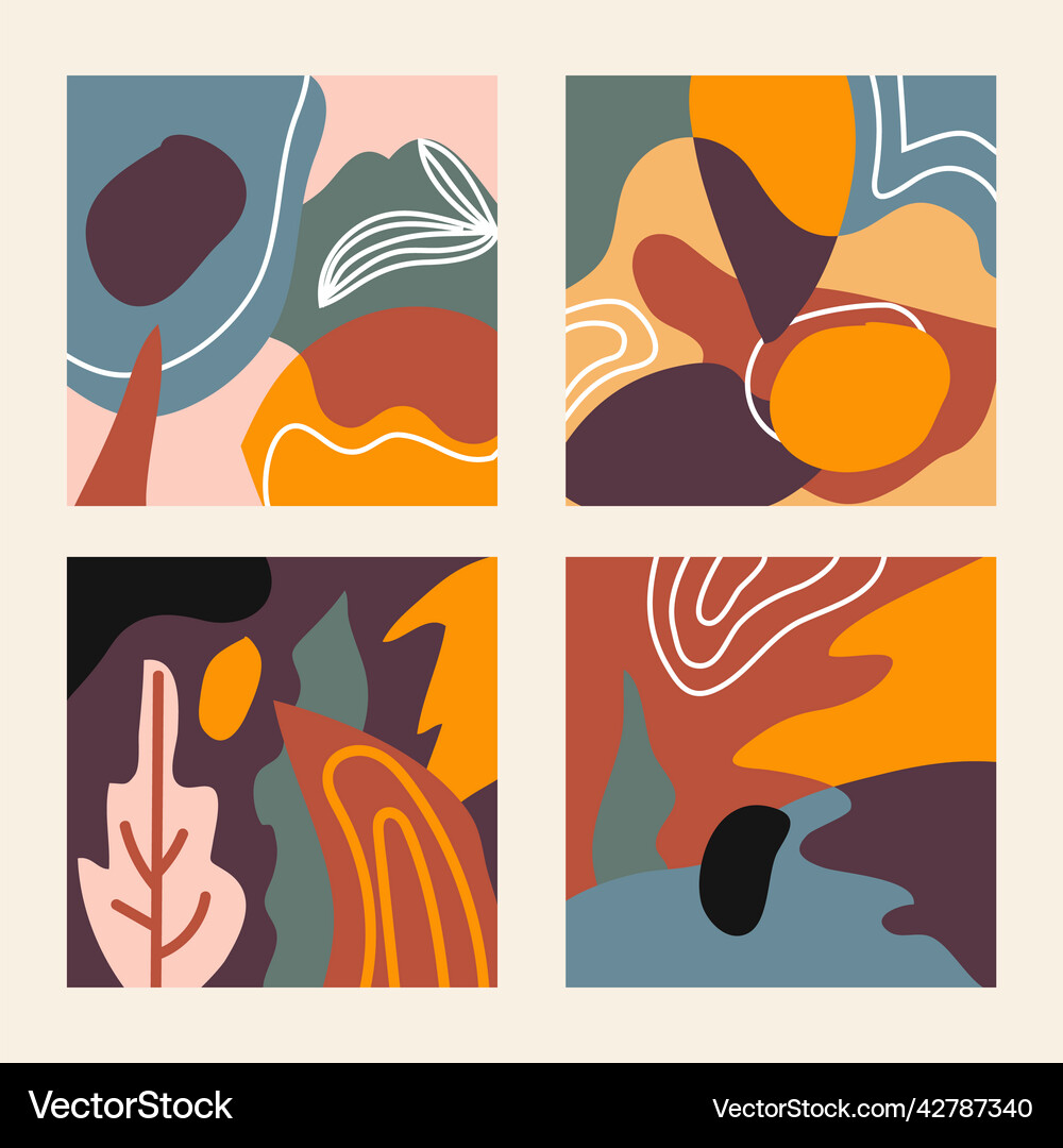 Set of four abstract contemporary object modern Vector Image