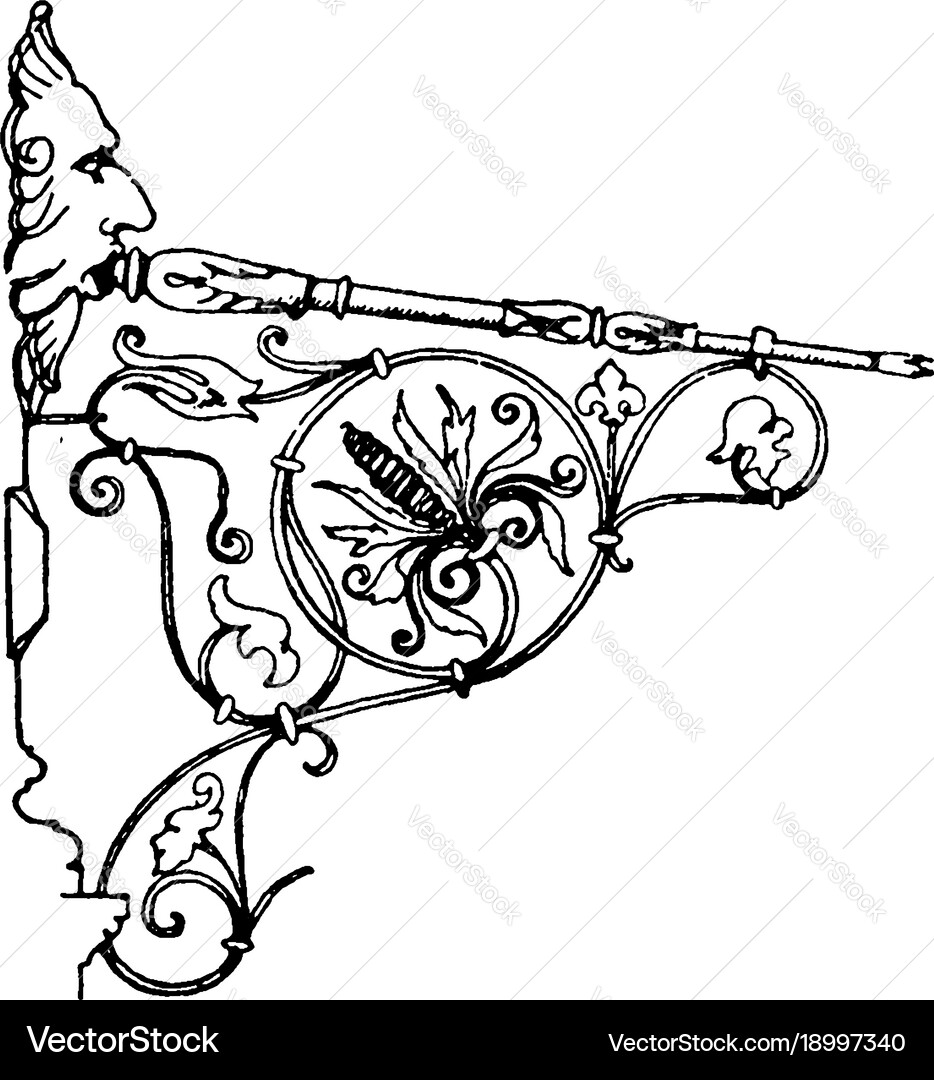 Wrought-iron bracket directly vintage engraving Vector Image