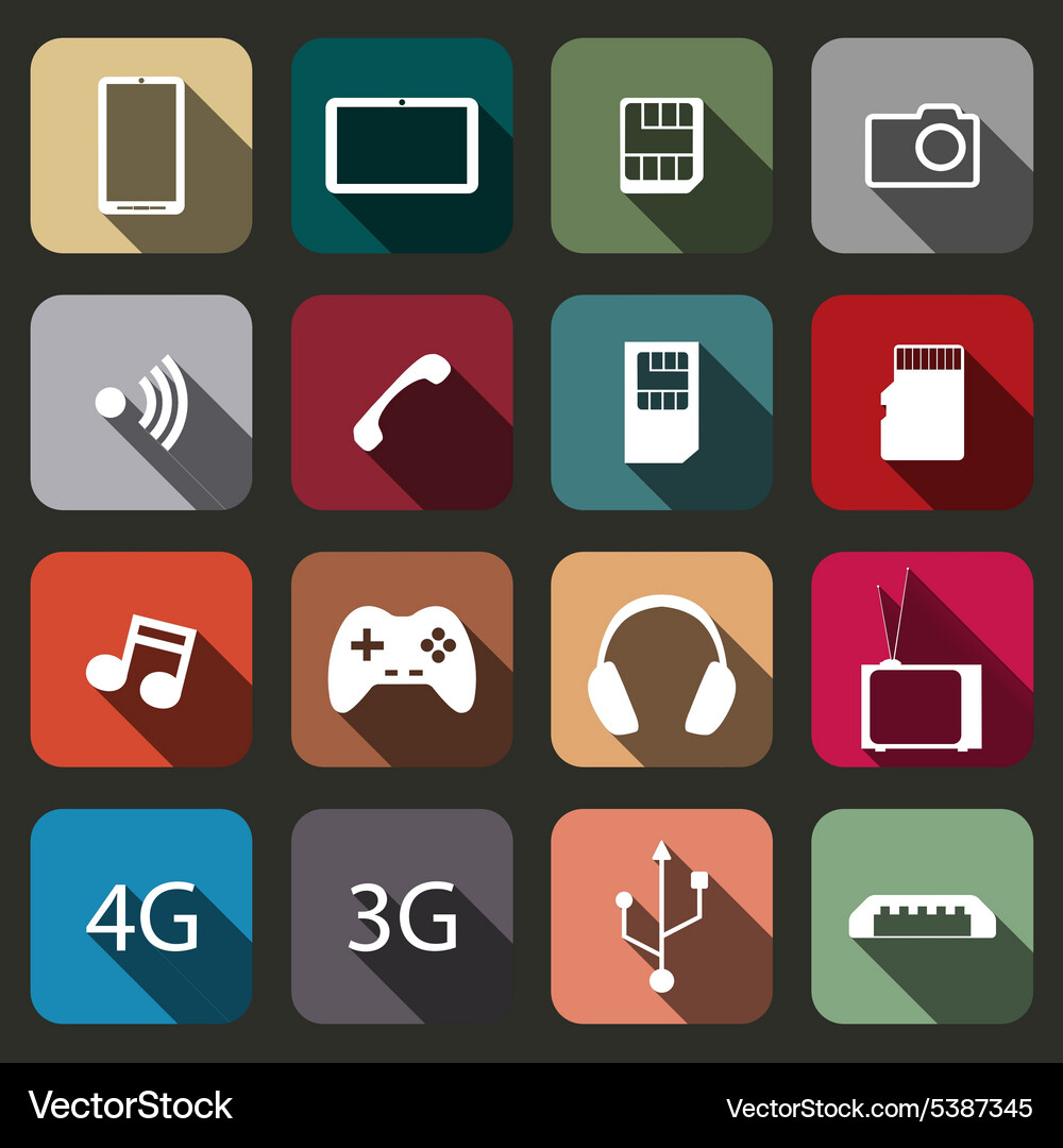 A set of mobile icons Royalty Free Vector Image