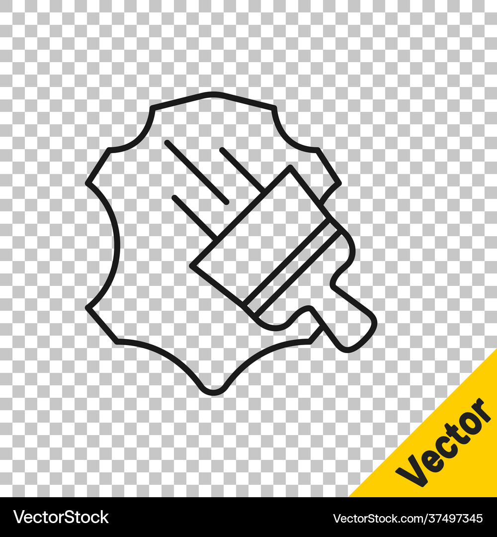 Black line leather icon isolated on transparent Vector Image