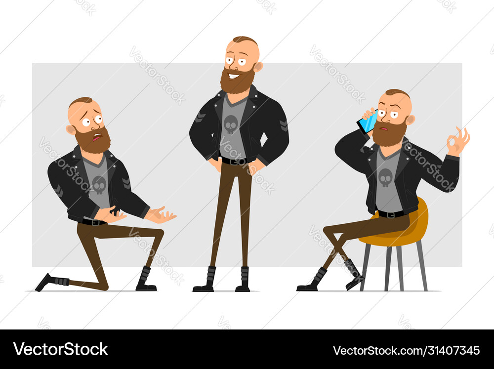 Cartoon punk hooligan boy character set Royalty Free Vector
