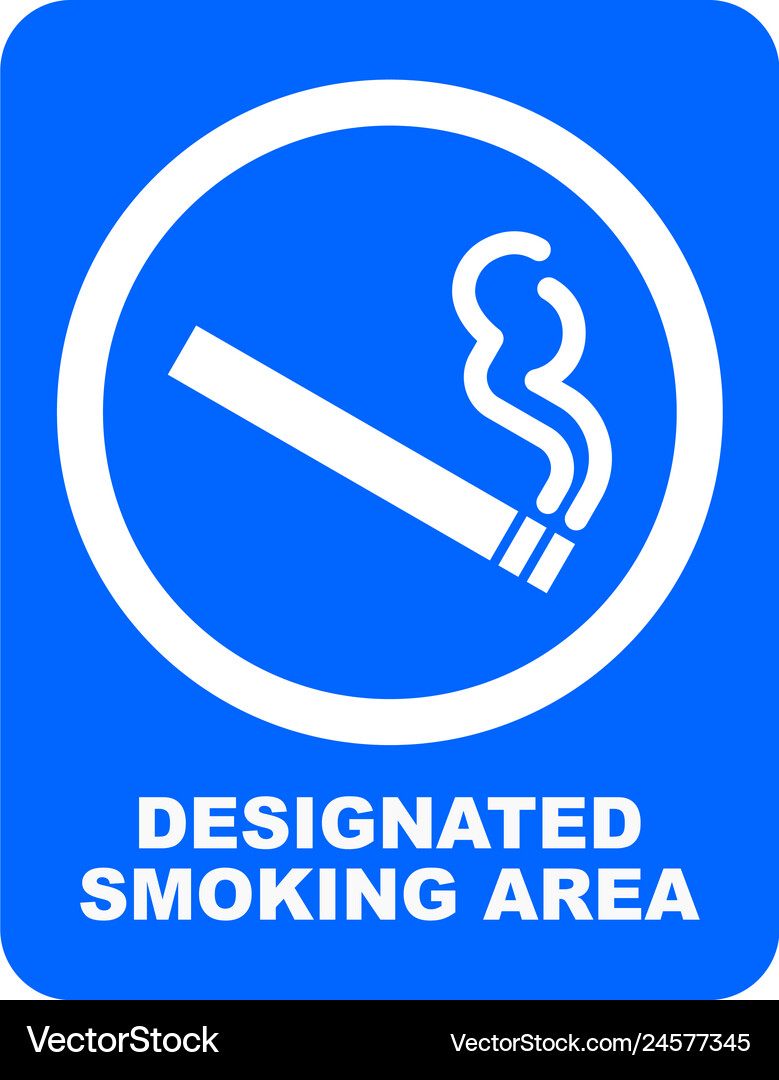 Designated smoking area sign white cigarette Vector Image