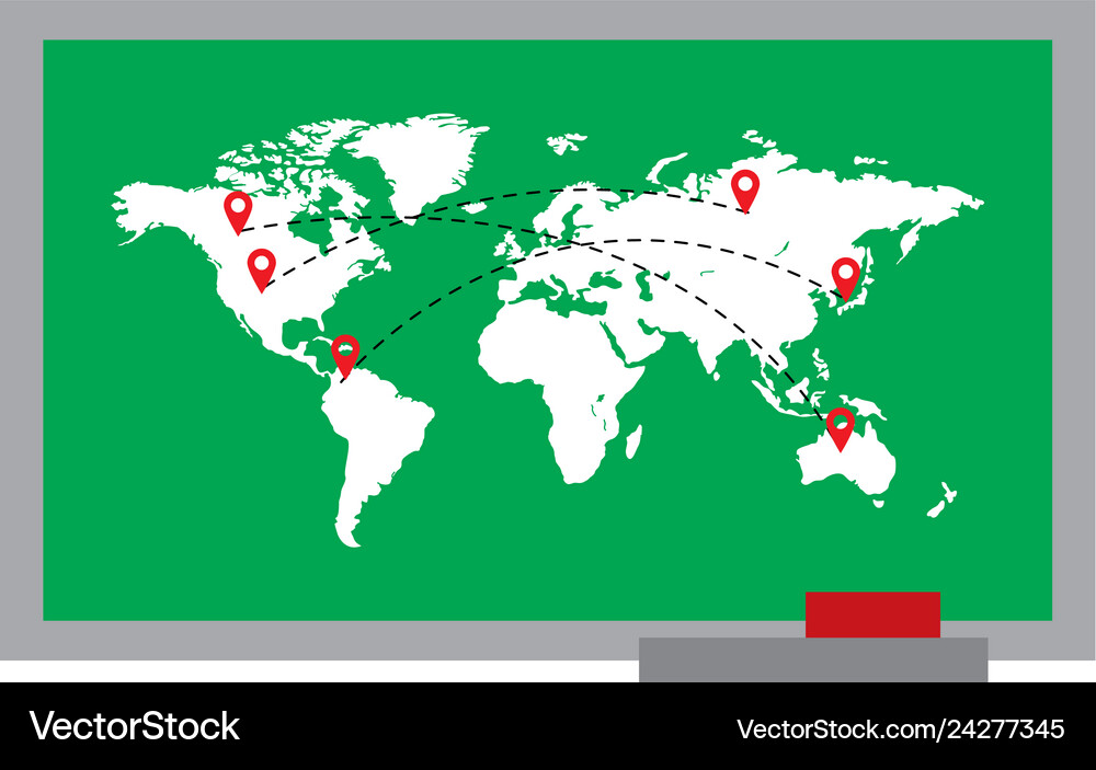 Global map with locations symbols destinations Vector Image