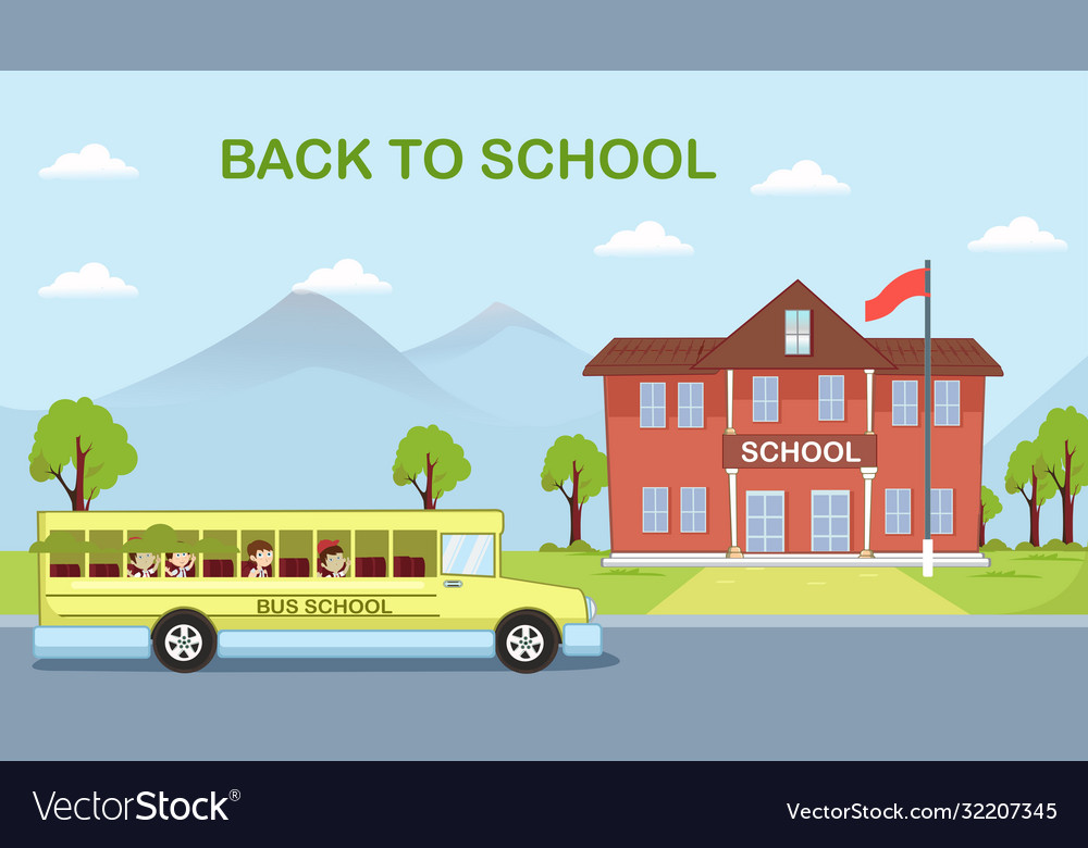 Go to school with transportation in morning Vector Image