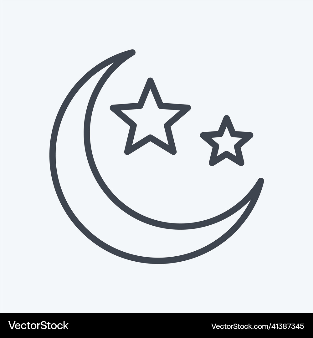 Icon moon and stars - line style - simple Vector Image