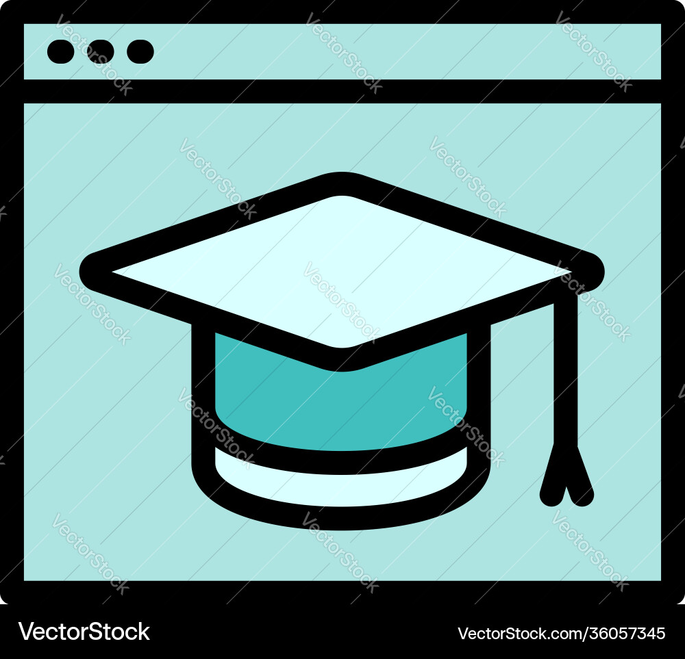 Interactive learning web page icon outline style Vector Image