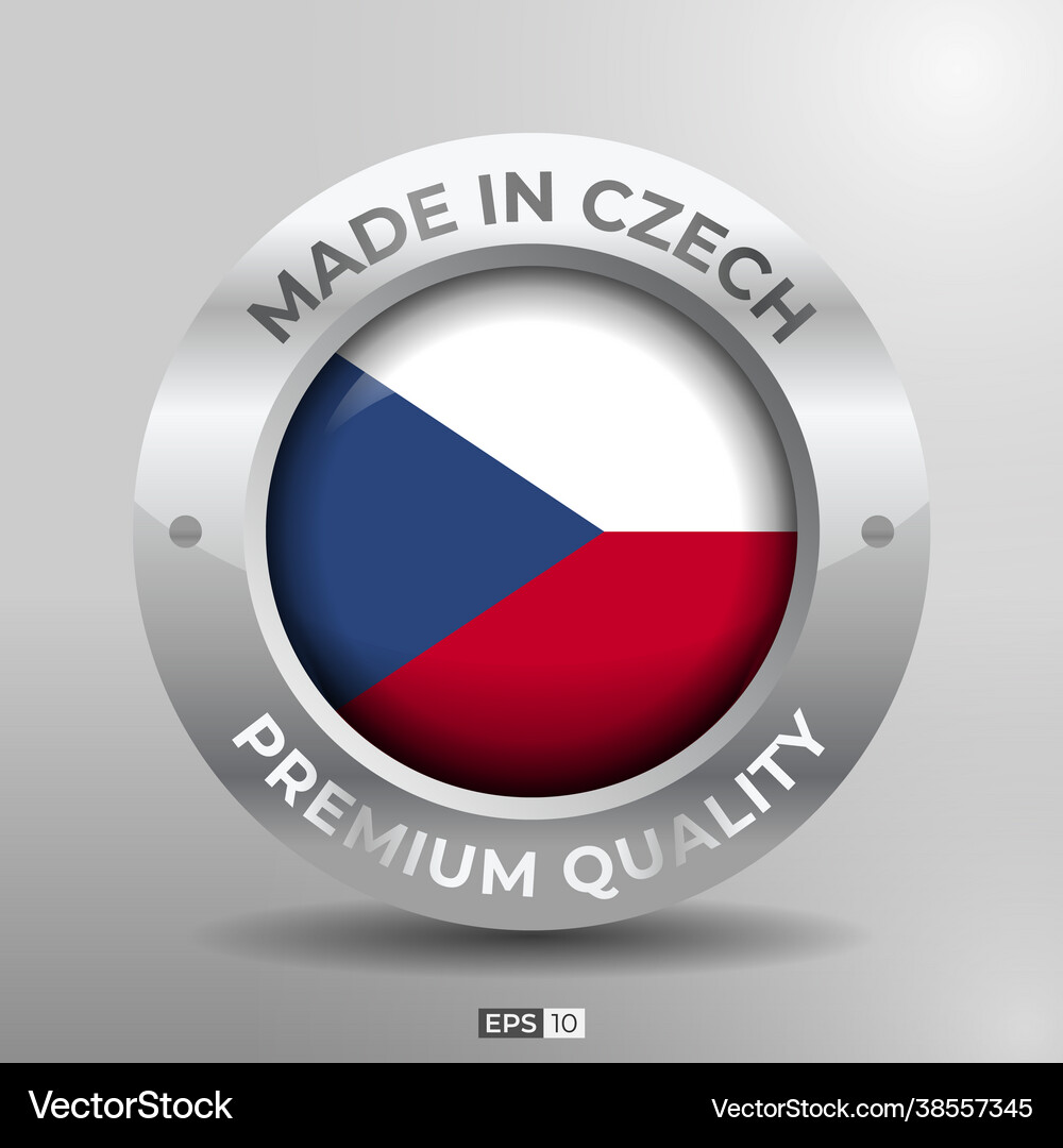 Made in czech label logo stamp round flag Vector Image