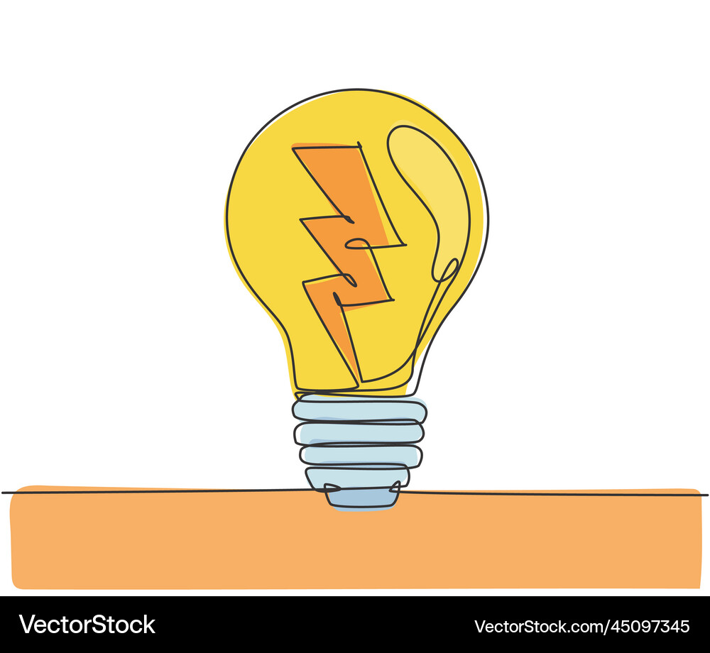One single line drawing of light bulb Royalty Free Vector