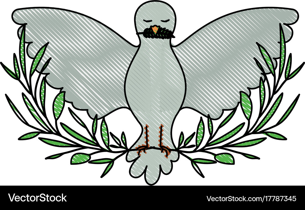 Pigeon peace symbol front view with olive branch Vector Image