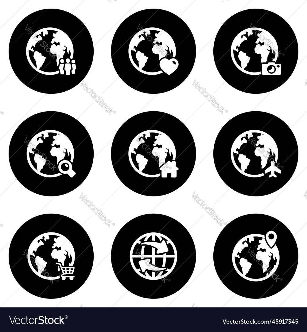 Set of simple icons on a theme globe earth Vector Image
