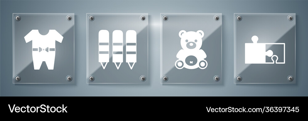 Set piece puzzle teddy bear plush toy wax Vector Image