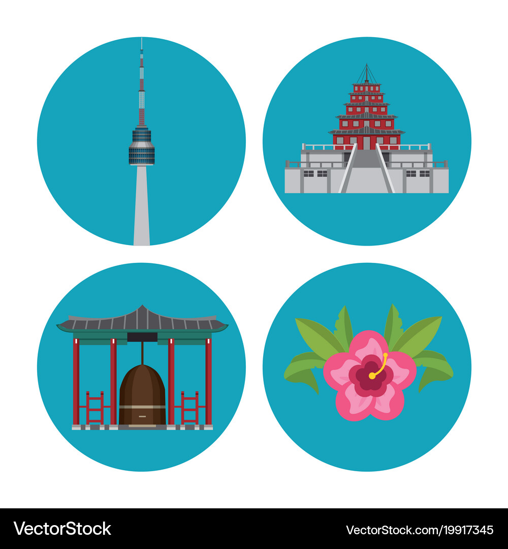 South korea round icons Royalty Free Vector Image