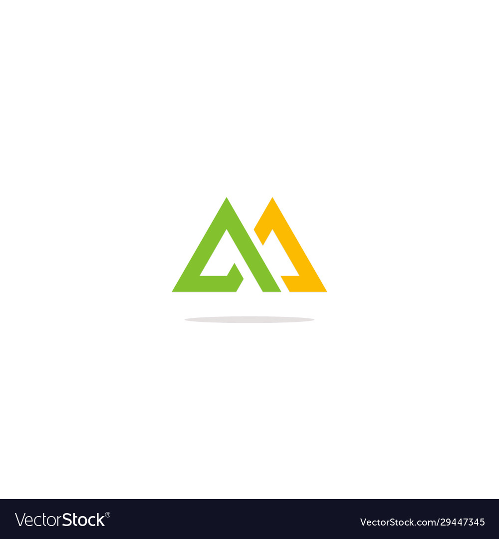 Triangle shape m initial colored logo Royalty Free Vector