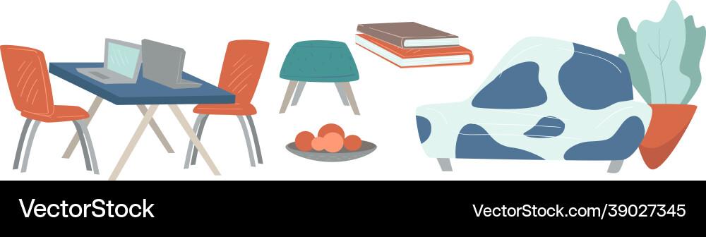 Working space and living room interior design Vector Image