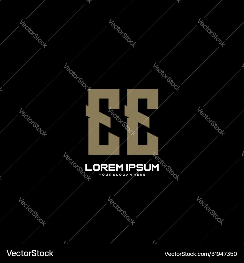 Ee initial letter minimalist art logo Royalty Free Vector
