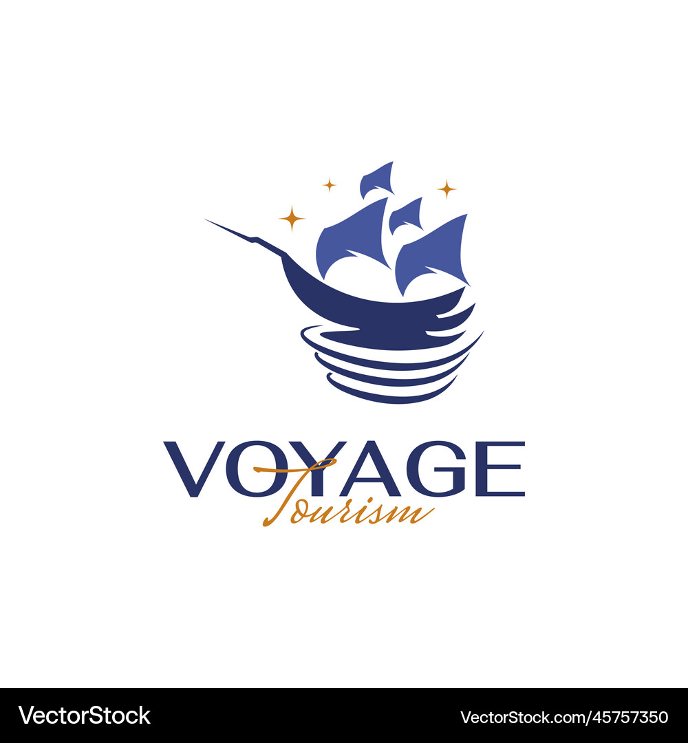 Elegant ship logo design with stars element Vector Image