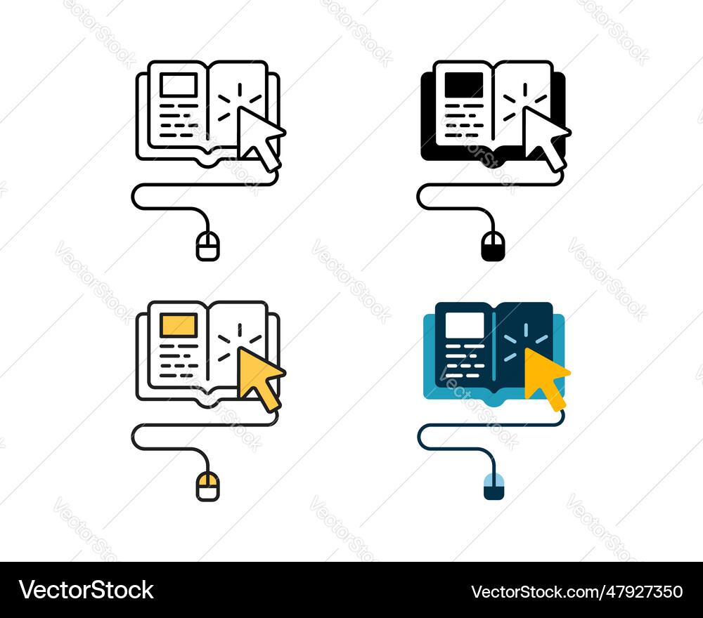 Online learning icon with mouse and book design Vector Image