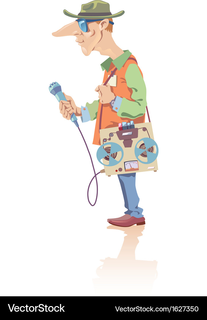 Reporter with tape recorder Royalty Free Vector Image