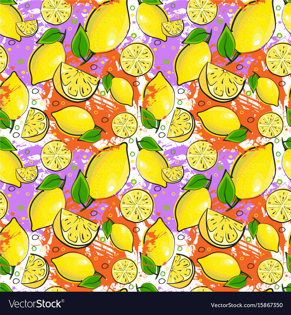 Seamless pattern lemon fruits summer ornament Vector Image