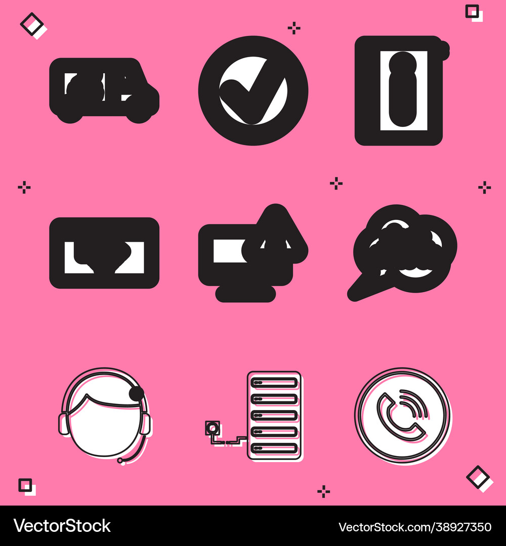Set car service check mark in circle user manual Vector Image