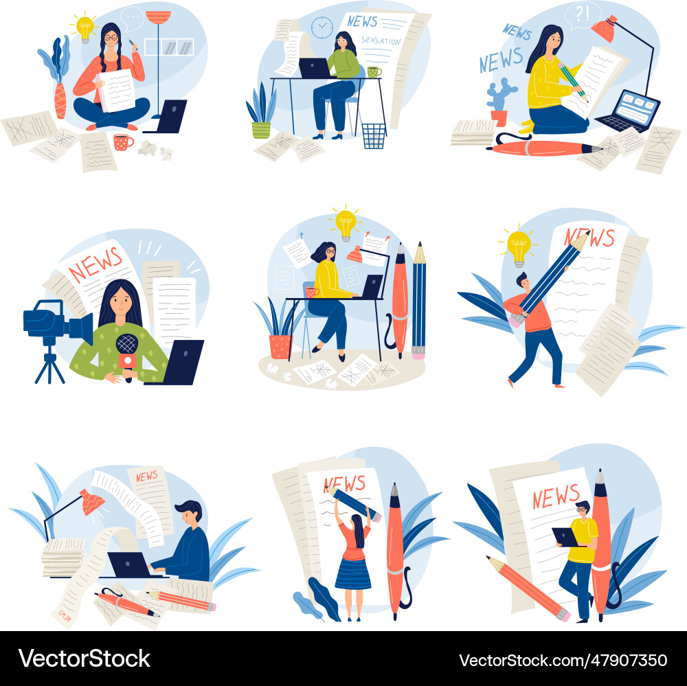 Writer working journalism copywriting blogging Vector Image