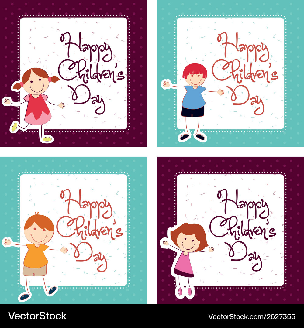 Abstract happy children day text on a special Vector Image