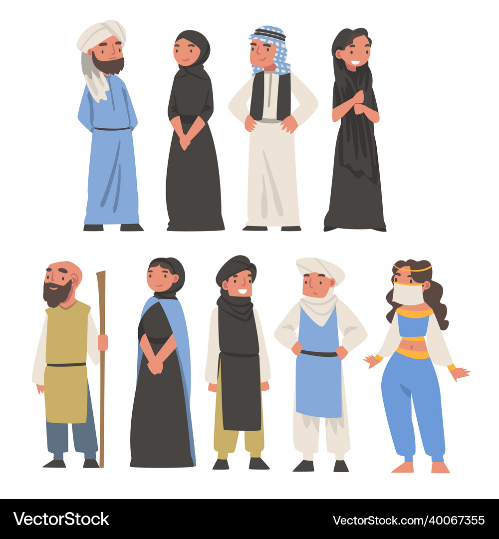 Arab people character standing in traditional Vector Image