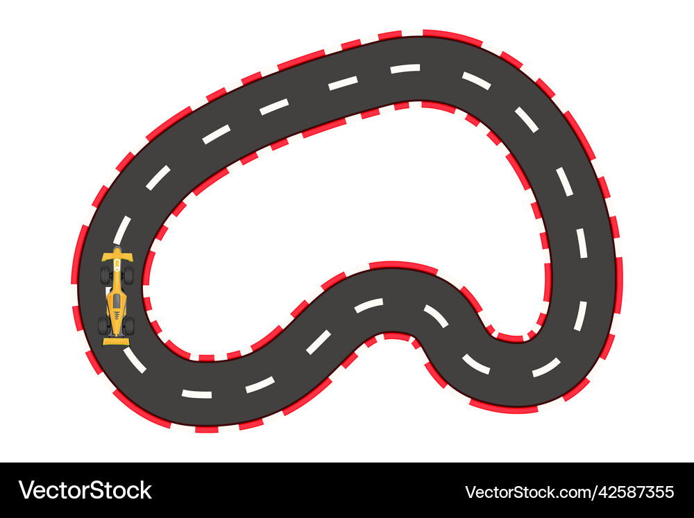 Car race empty road curve track top view Vector Image