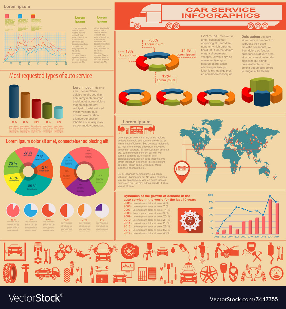 Car service repair infographics Royalty Free Vector Image