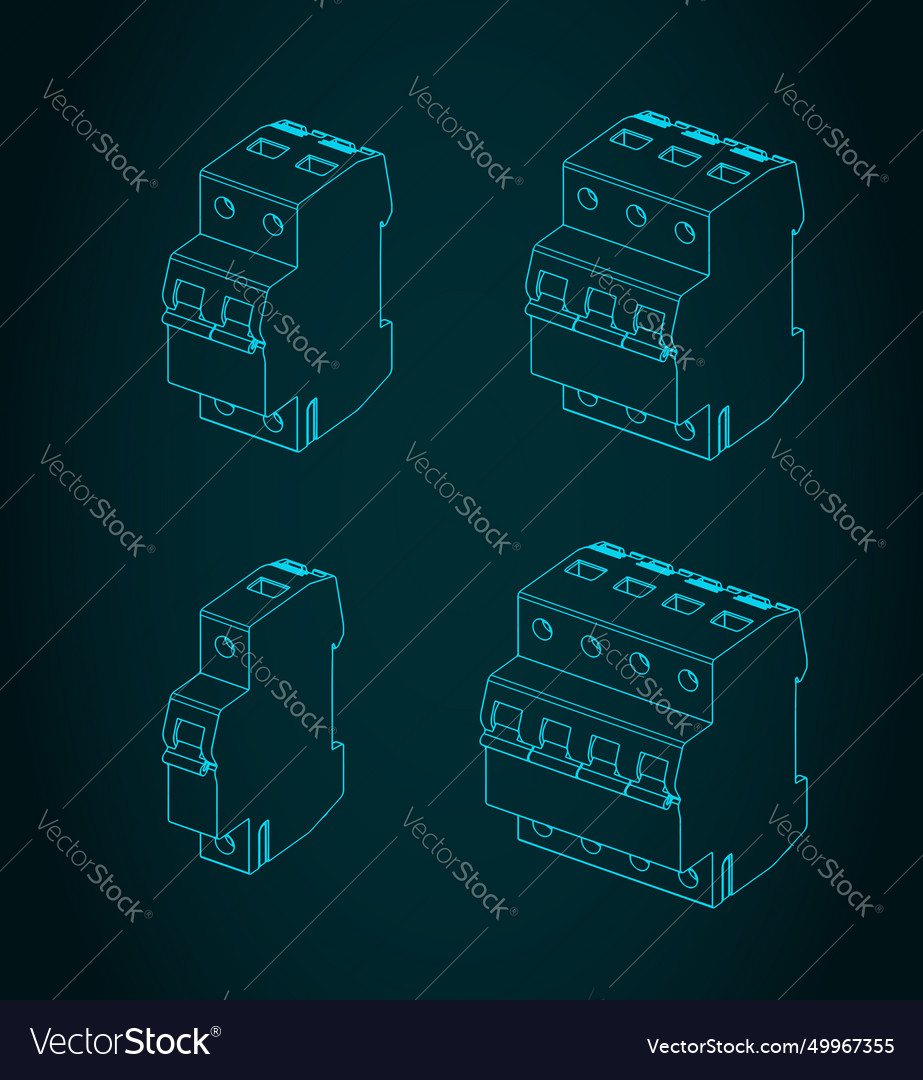 Circuit breakers blueprints Royalty Free Vector Image