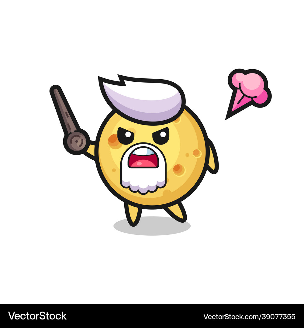 Cute round cheese grandpa is getting angry Vector Image
