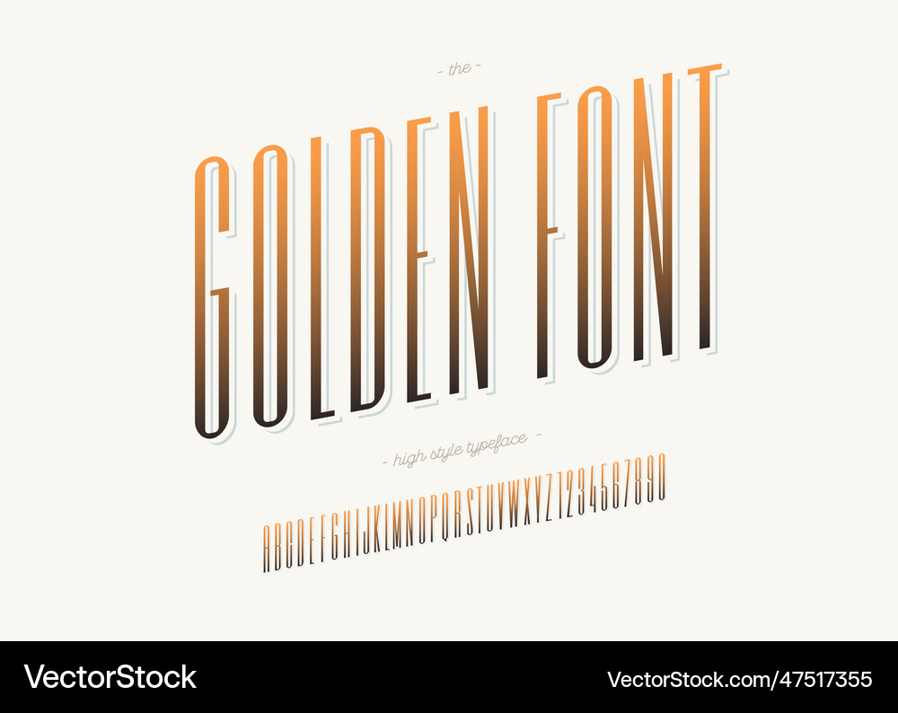 Golden font modern typography sans serif Vector Image