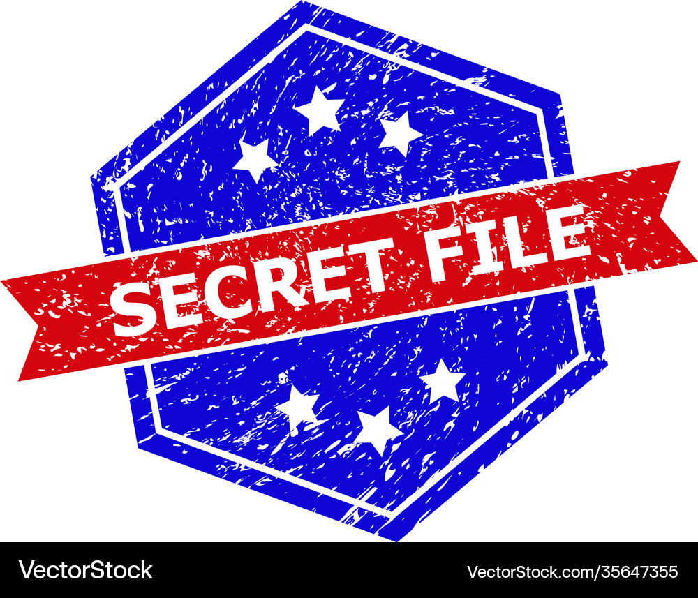 Hexagon bicolor secret file stamp seal Royalty Free Vector